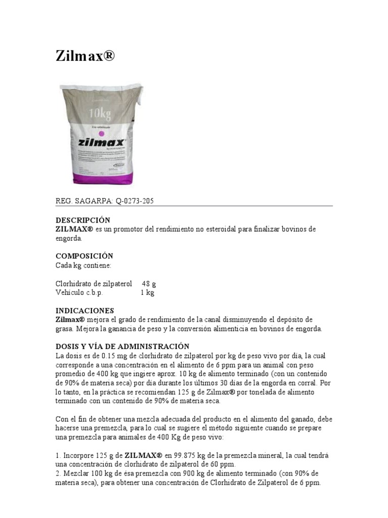 Zilmax | PDF | Concentración | Alimentos