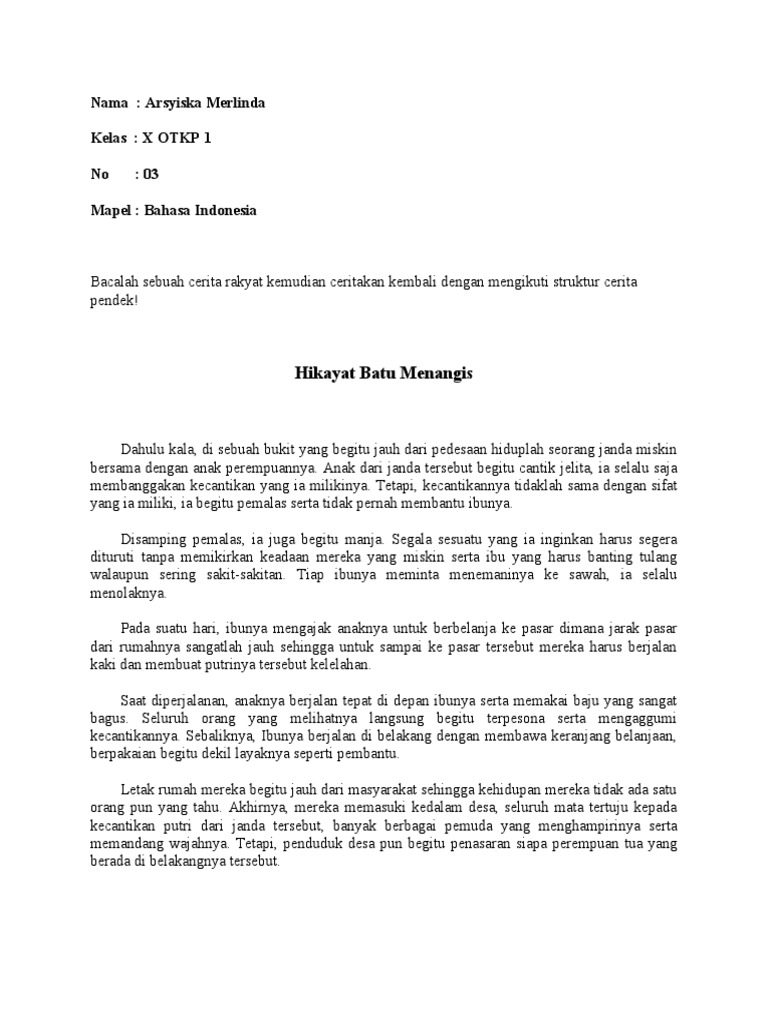 Tugas Teks Cerita Rakyat | PDF