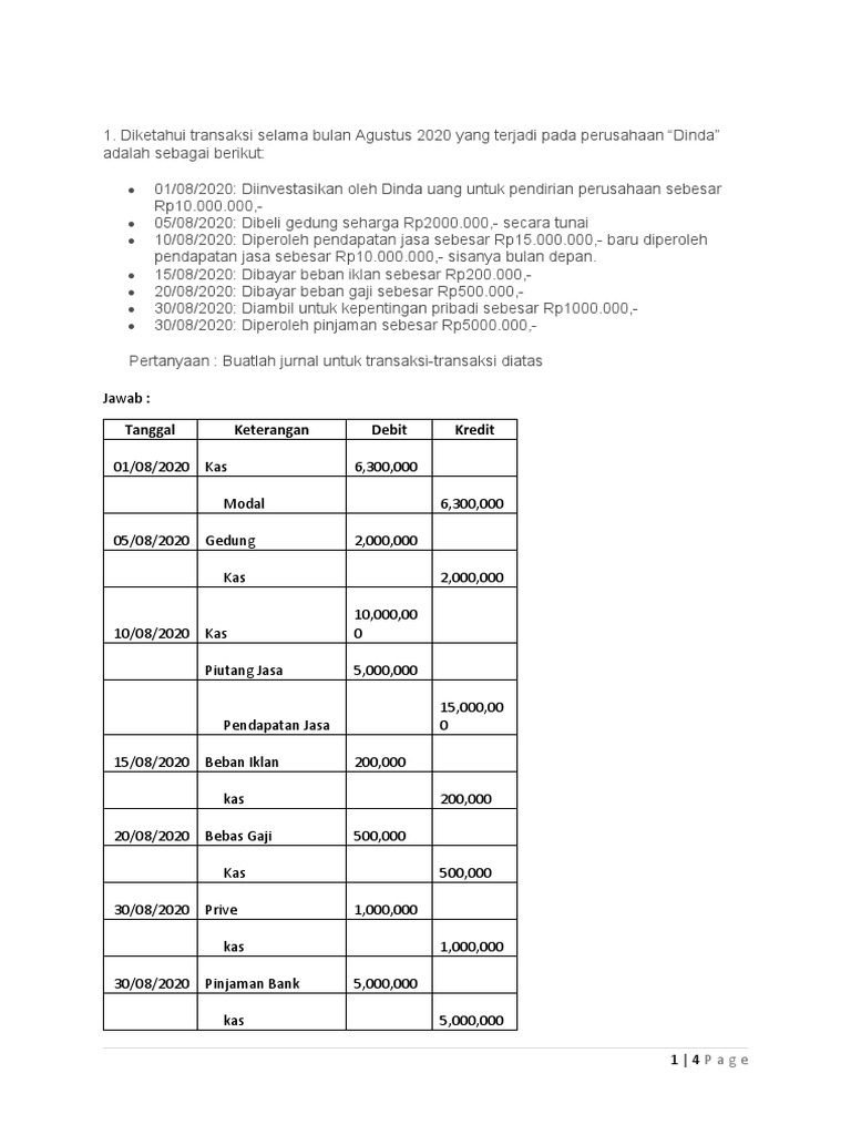 Tugas 1 - Pengantar Akuntansi EKMA4115 | PDF