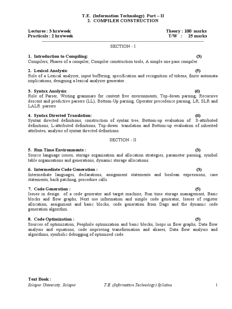 Compiler Syllabus | PDF | Parsing | Compiler