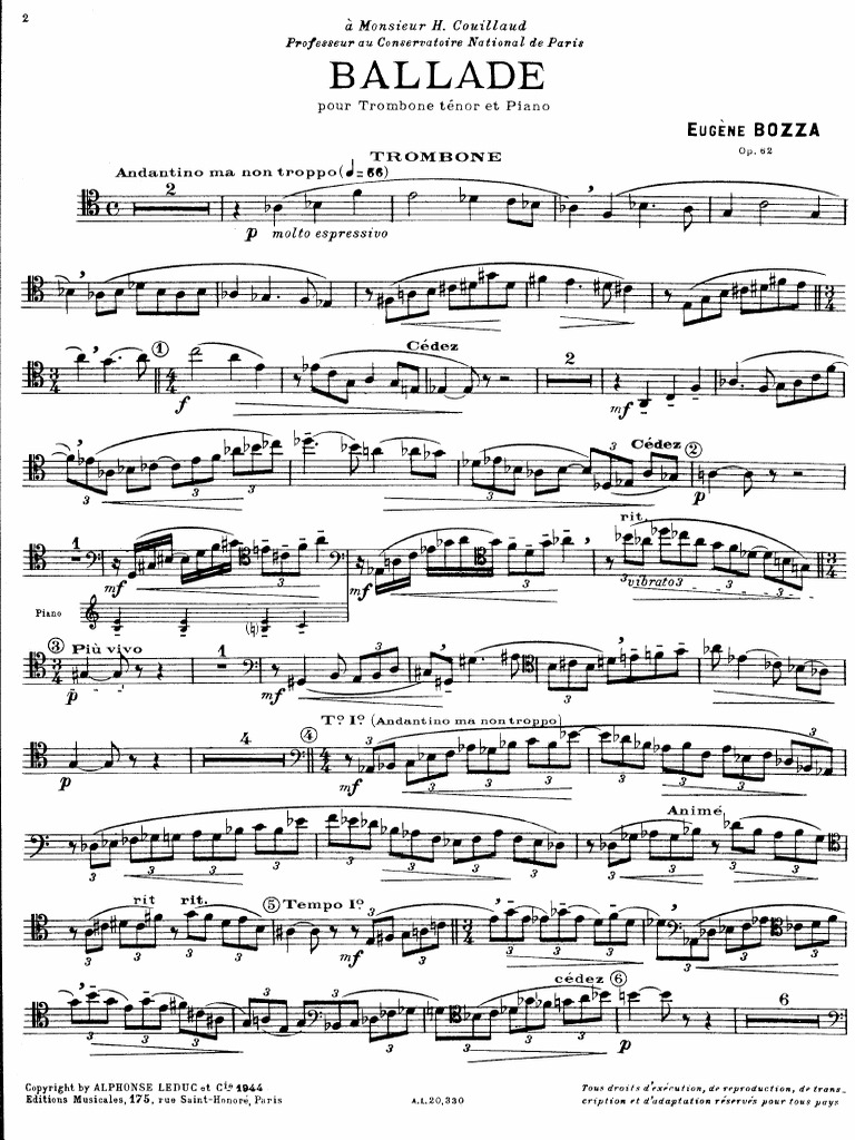 Eugene Bozza - Ballade (Trombone) | PDF