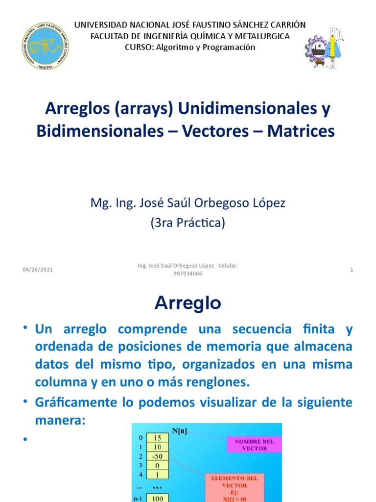Arreglos Unidimensionales y Bidimensionales | PDF | Estructura de datos de matriz | Matriz ...