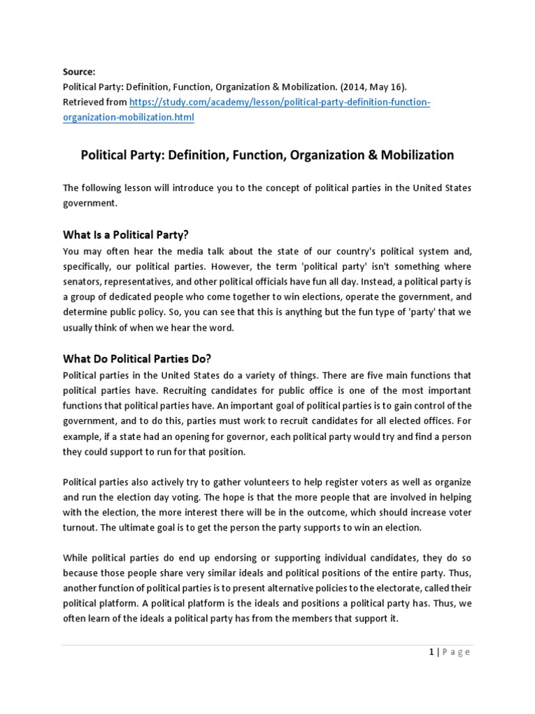 Political Party Part 1 | PDF | Elections | Voting