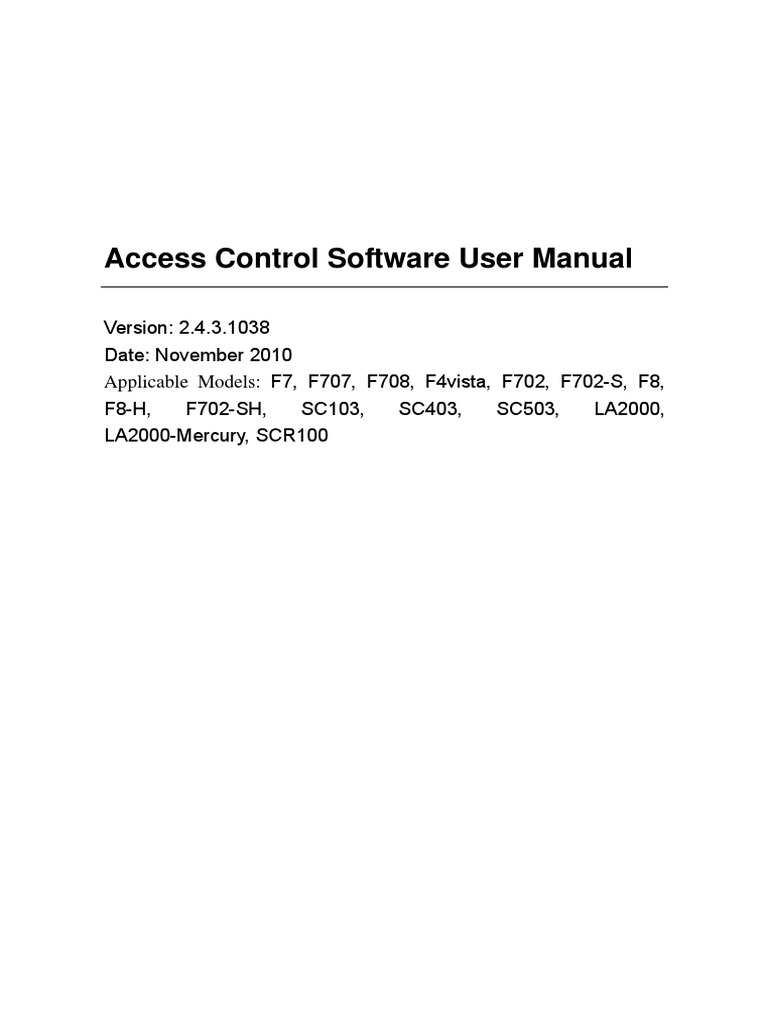 Access Control Software User Manual | PDF | Databases | Installation (Computer Programs)