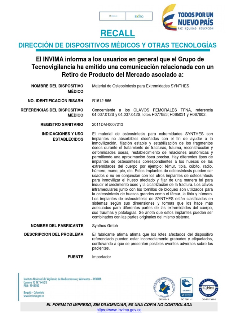 Ejemplo Recall | PDF | Hueso | Lesión