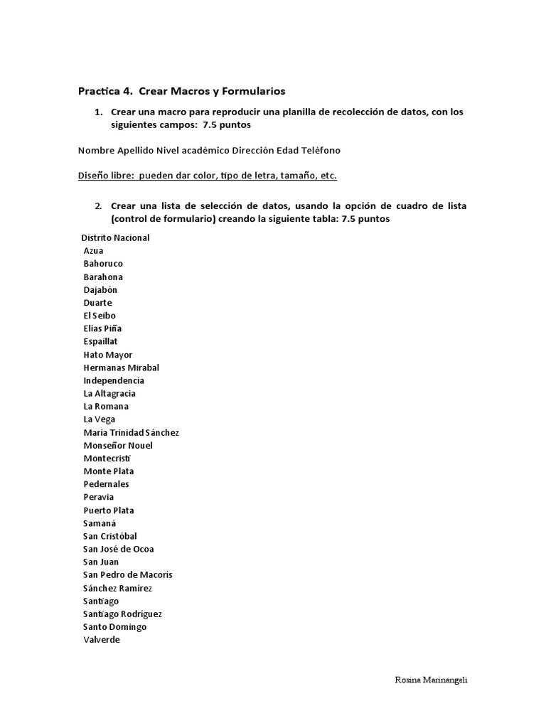 Practica 4 Macros y Formularios | PDF