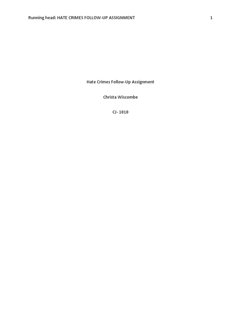 1010 CJ Hate Crimes Follow Up Assignment | PDF | Hate Crimes | Crime ...