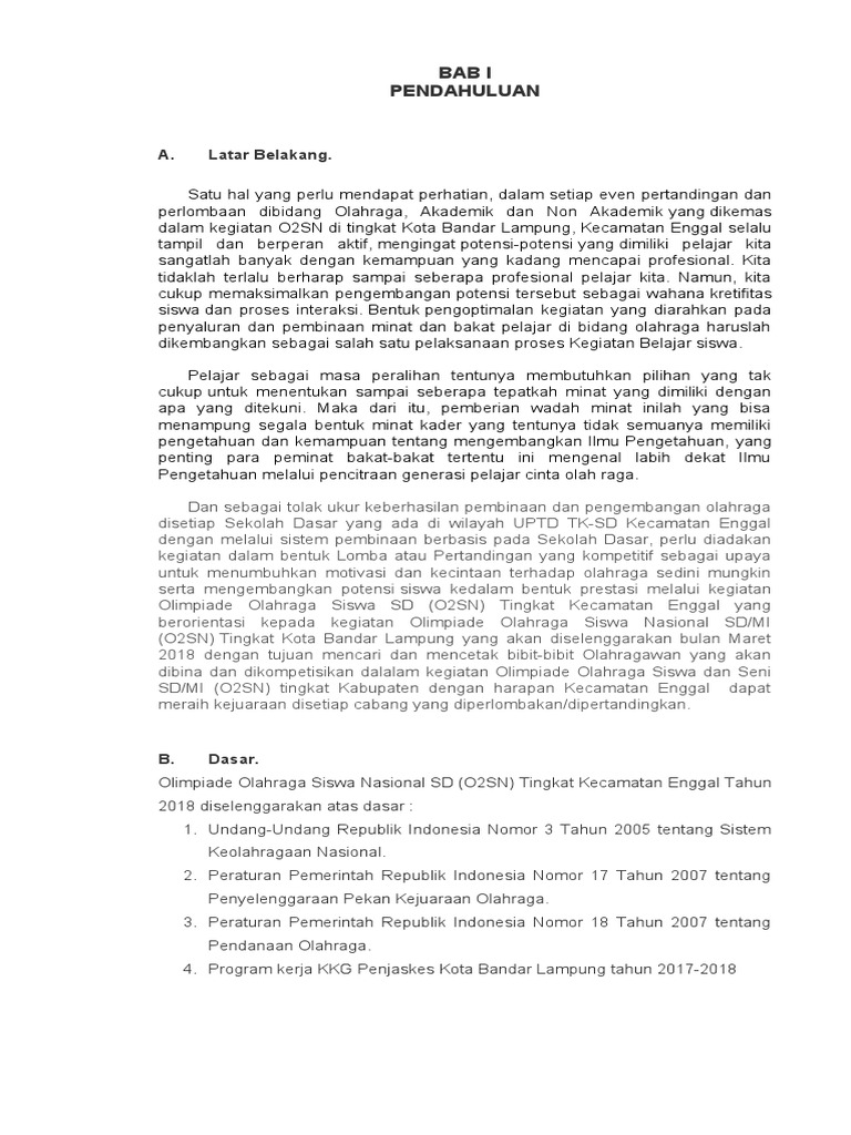 Proposal O2sn Kec. Enggal | PDF | Olahraga & Rekreasi | Perjalanan