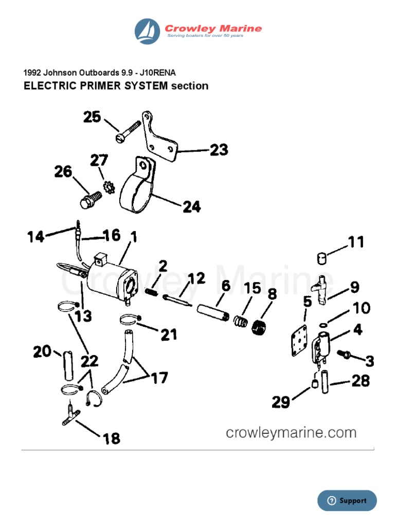 ELECTRIC PRIMER SYSTEM - 1992 Johnson Outboards 9.9 J10RENA Crowley ...