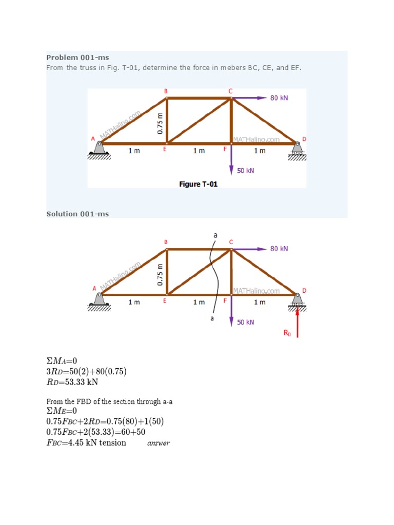 New Statics Numericals With Solution | PDF | Truss | Force