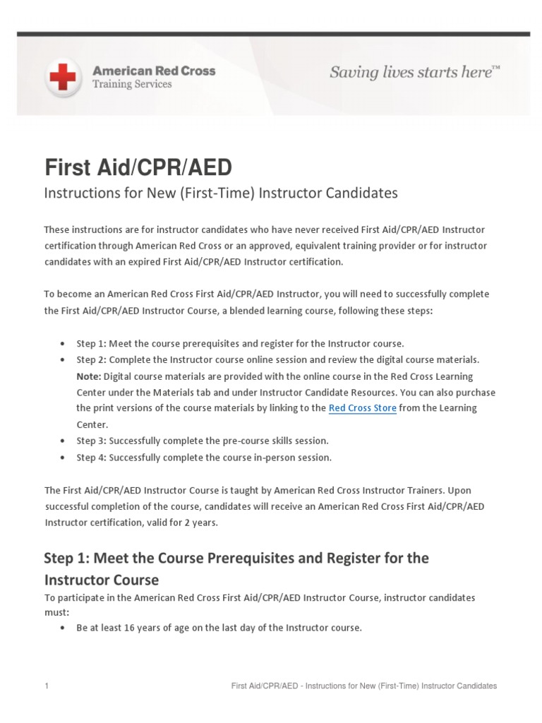 Instructions For New (First-Time) First Aid-CPR-AED Instructor ...