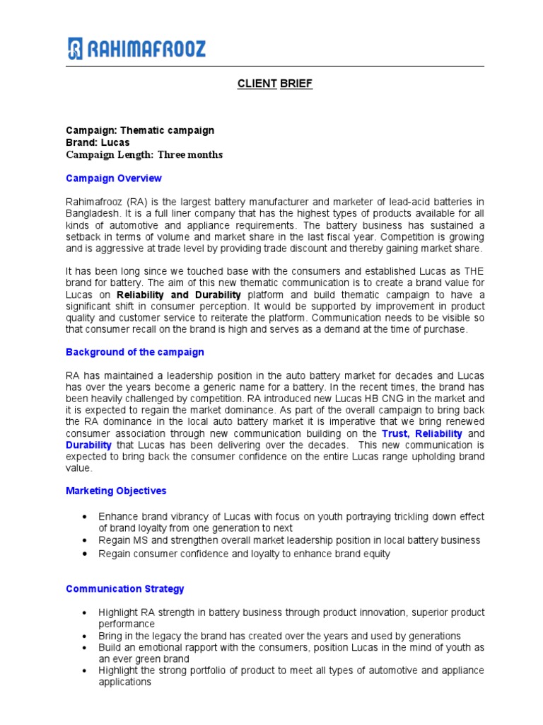 Client Brief - Resource | PDF | Target Audience | Brand