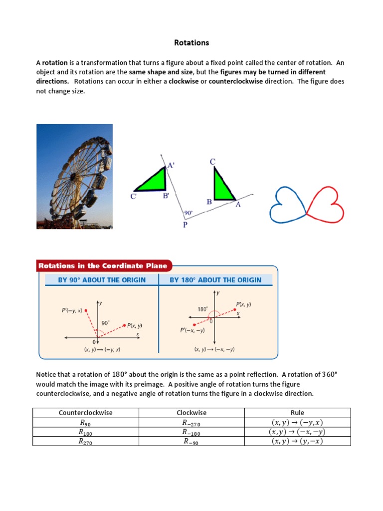 Notes in Rotations | PDF | Rotation | Angle