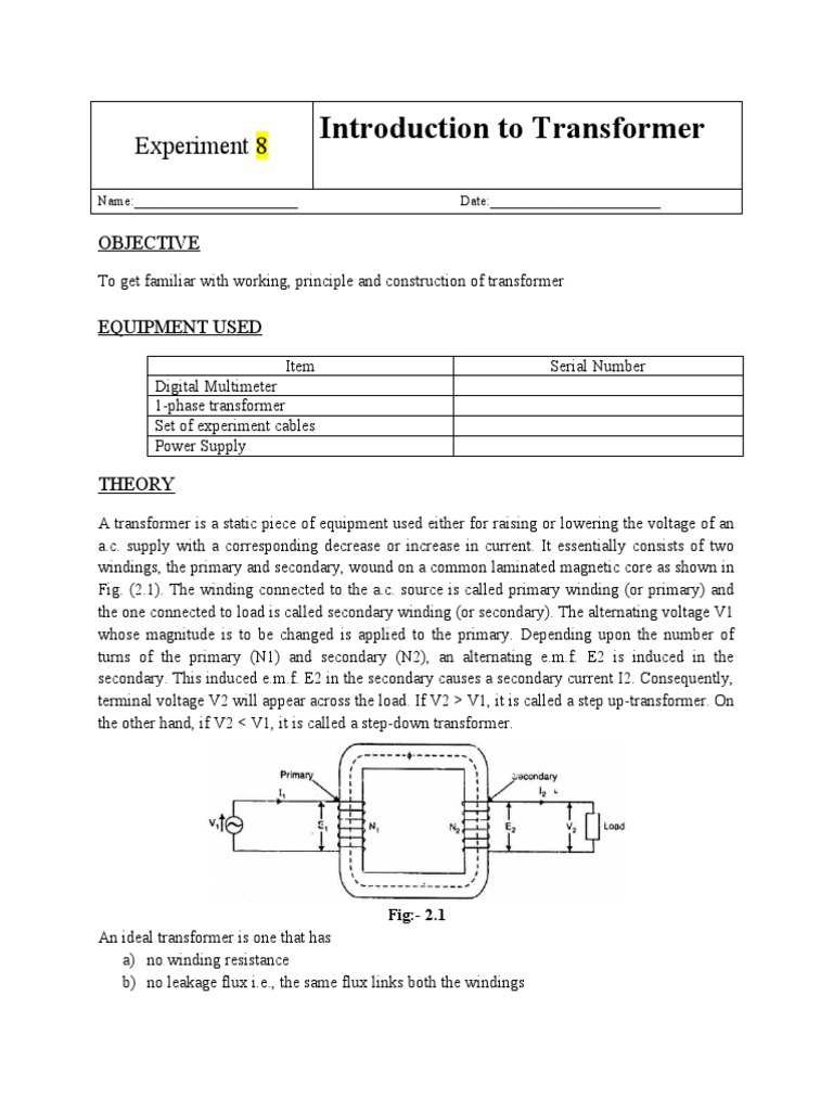 Understanding the Theory and Operation of Transformers | PDF ...