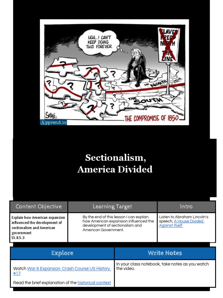 Sectionalism In The Early 1800s