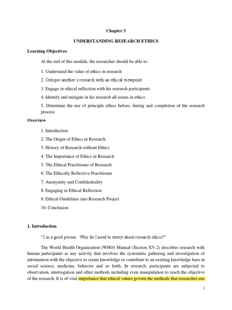Chapter 3 - Understanding Research Ethics | PDF | Informed Consent ...