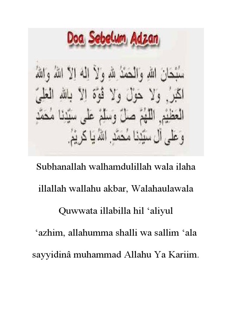 Doa Sesudah Dan Sebelum Azan | PDF | Religion & Spirituality