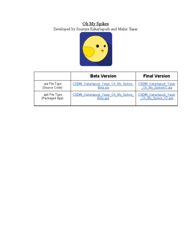 Oh My Spikes: Developed by Soumya Kakarlapudi and Mahir Yasar | Download Free PDF | Computing ...