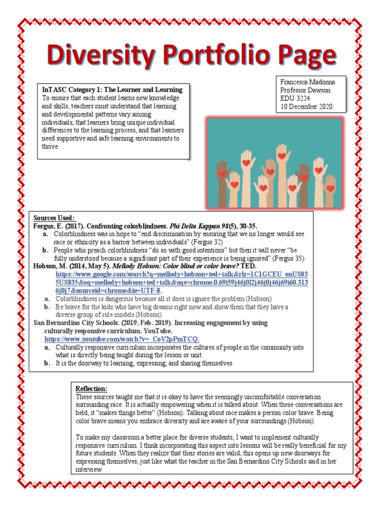 Diversity Portfolio | PDF | Race (Human Categorization) | Curriculum