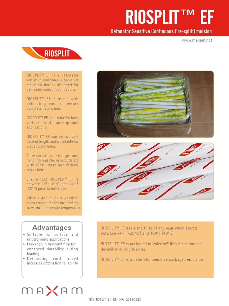 Detonator Sensitive Continuous Pre-Split Emulsion: Advantages | PDF ...