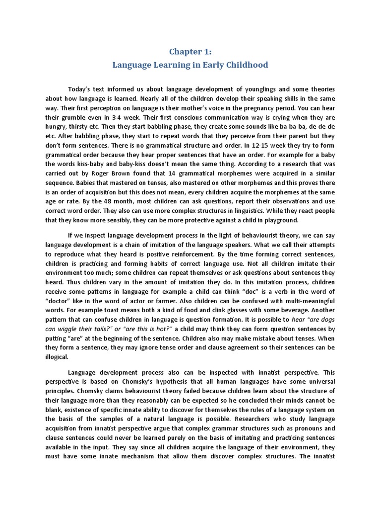 Language Learning in Early Childhood | PDF | Language Development ...
