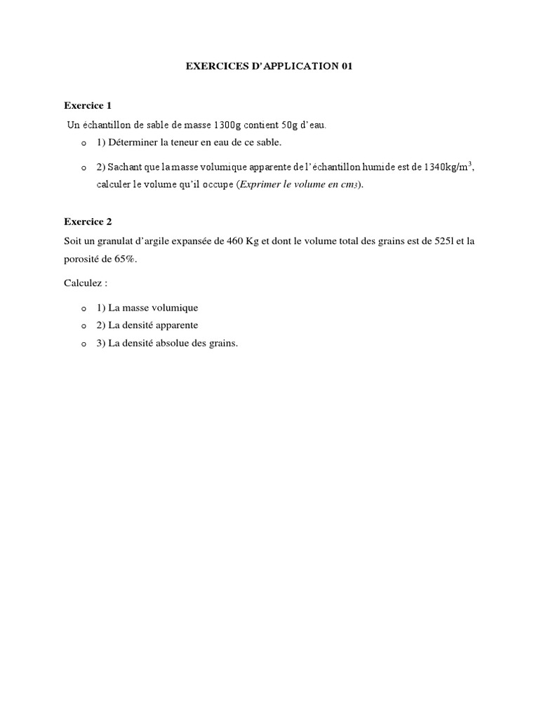 Exercices D'application | PDF