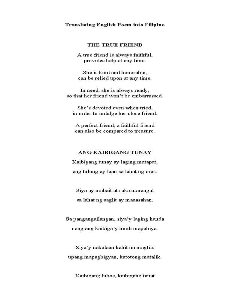 Translating English Poem Into Filipino | PDF