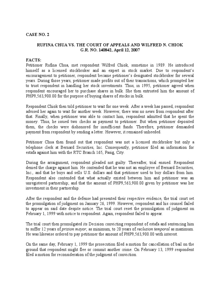 Chua Vs CA | PDF | Injunction | Certiorari