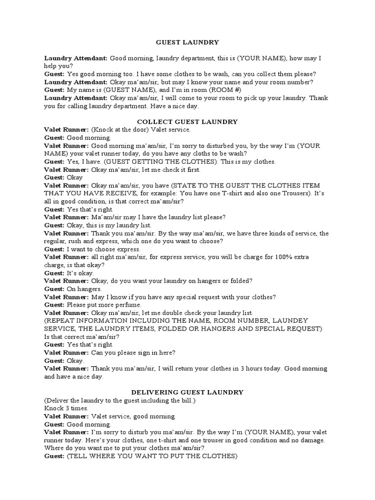 Guest Laundry Procedure | Download Free PDF | Laundry | Clothing