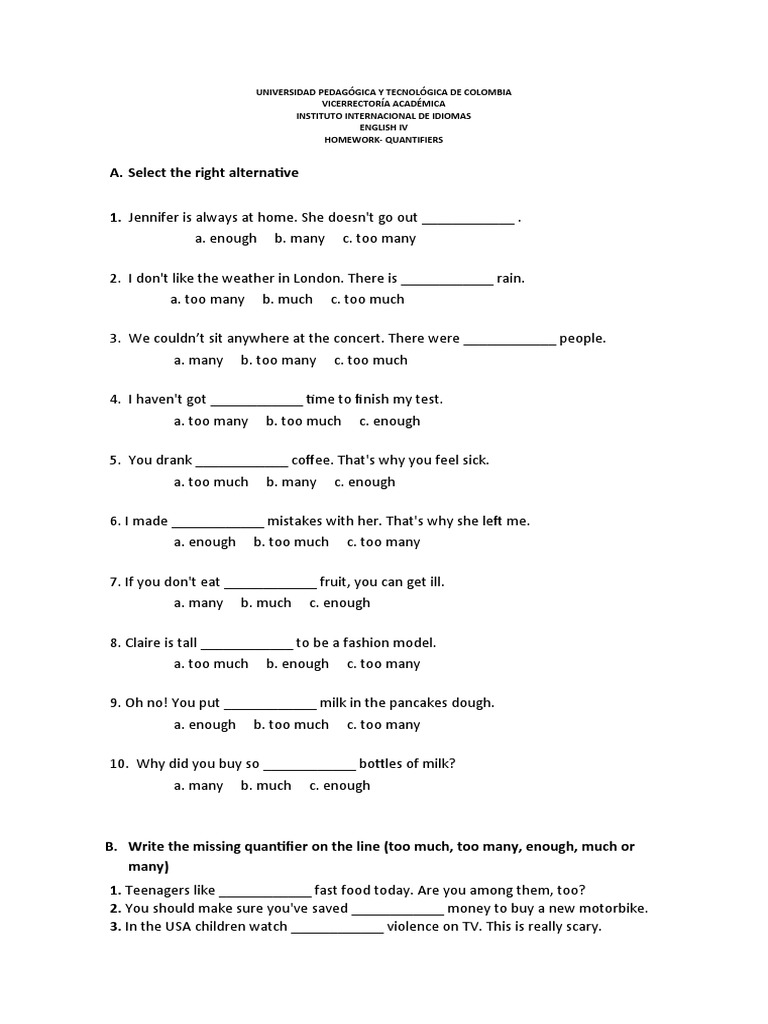 Homework - Quantifiers | PDF