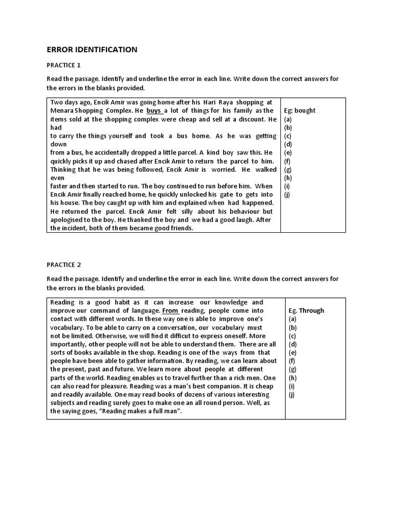 Error Identification PDPR April | PDF | Teachers | Vocabulary