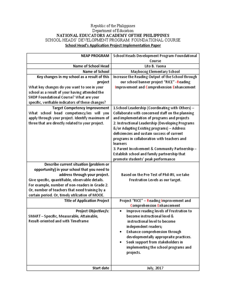 NEAP PROGRAM School Heads Development PR | PDF | Teachers | Pedagogy