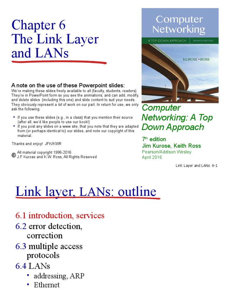 The Link Layer and Lans: Computer Networking: A Top Down Approach | PDF | Ethernet | Computer ...