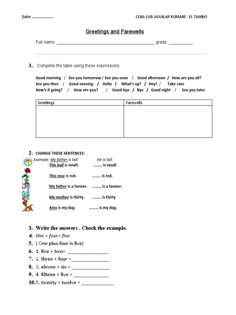 Greetings and Farewells Exam1 | PDF
