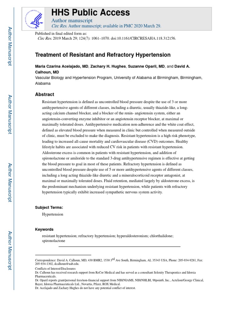 Treatment of Resistant and Refractory Hypertension | PDF | Hypertension ...