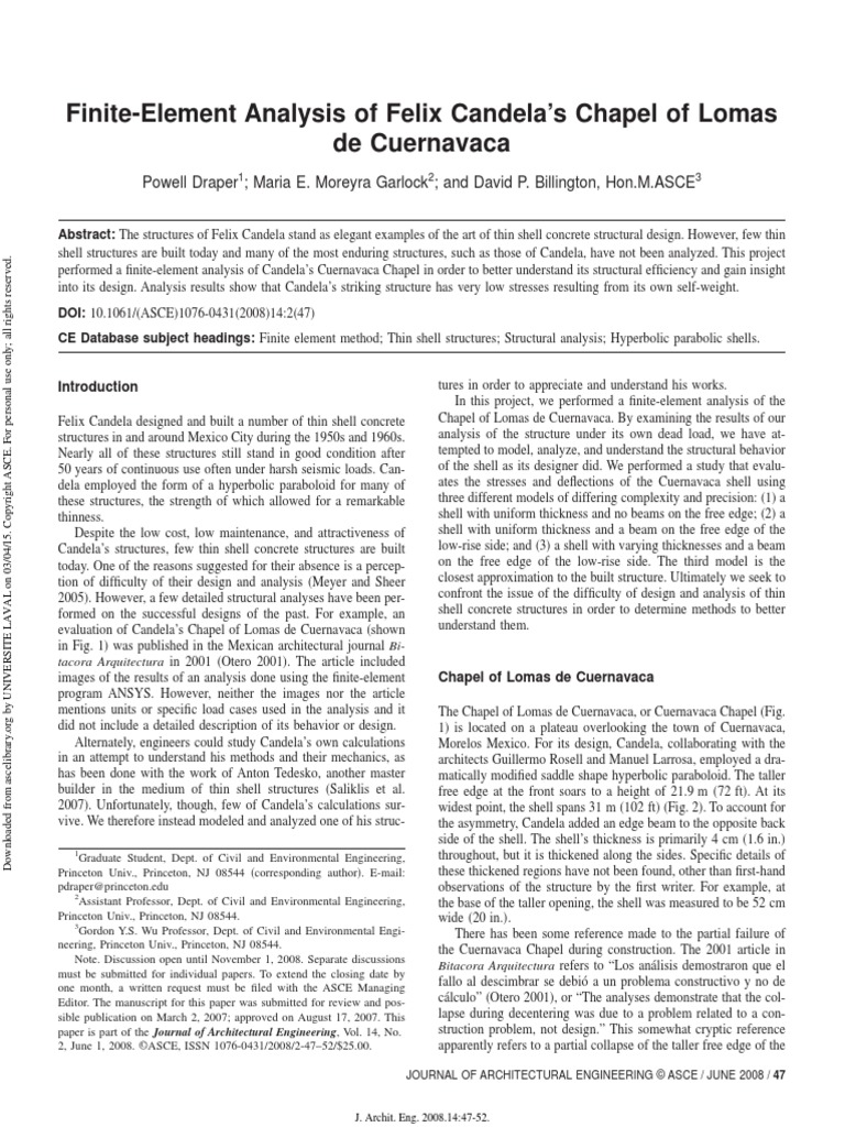Felix Candela Concrete Shell Structures | PDF | Stress (Mechanics ...
