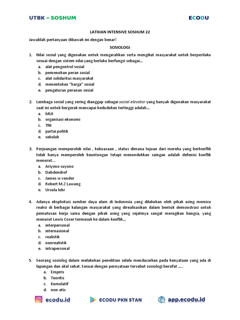 Soshum - Soal Intensive 22 | PDF