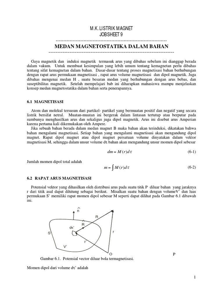 Jobsheet 9 Magnetostatika Dalam Bahan | PDF