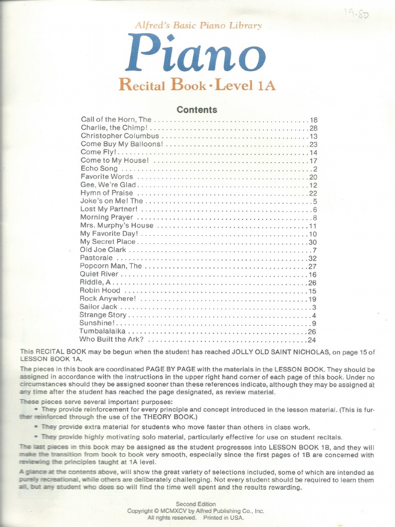 Recital Book Level 1A | PDF