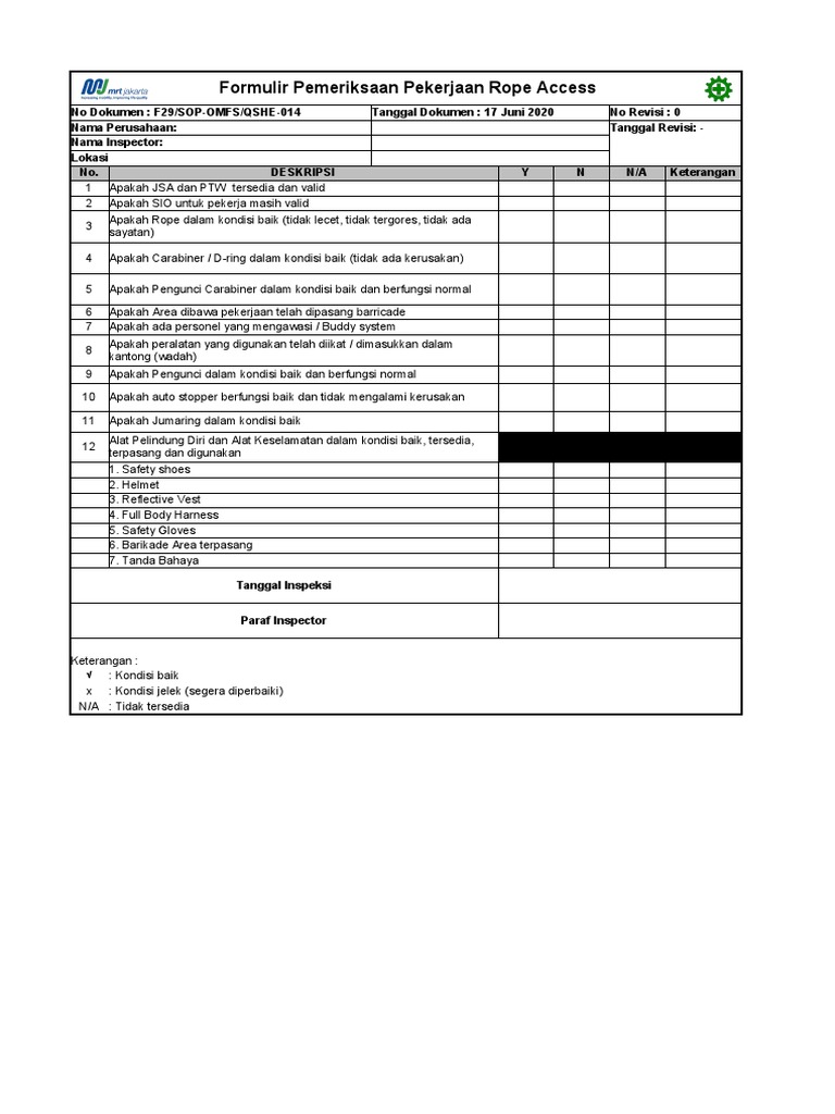 Pemeriksaan Pekerjaan Rope Access | PDF