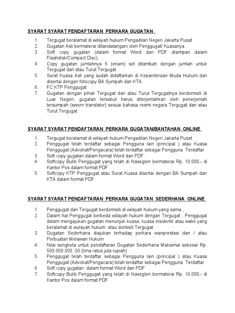 Syarat Syarat Gugatan Dan Permohonan | PDF Syarat Syarat Gugatan Dan Permohonan | PDF