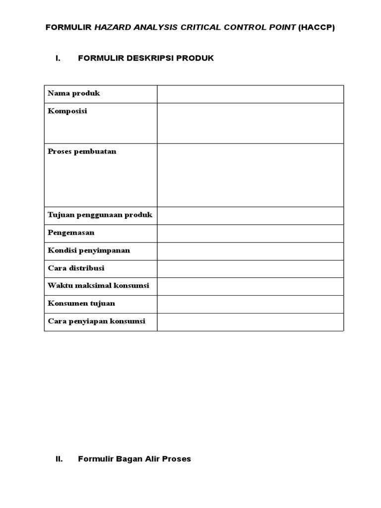 Form Haccp 1 | PDF