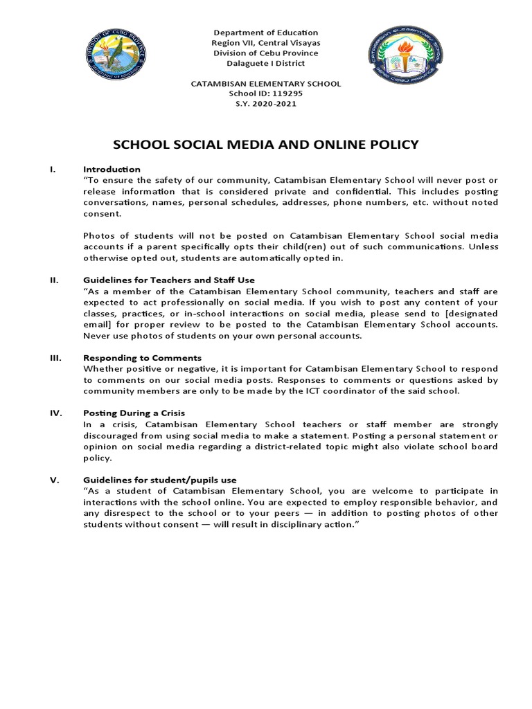 Catambisan School Social Media Policy | PDF | Social Media | Popular ...