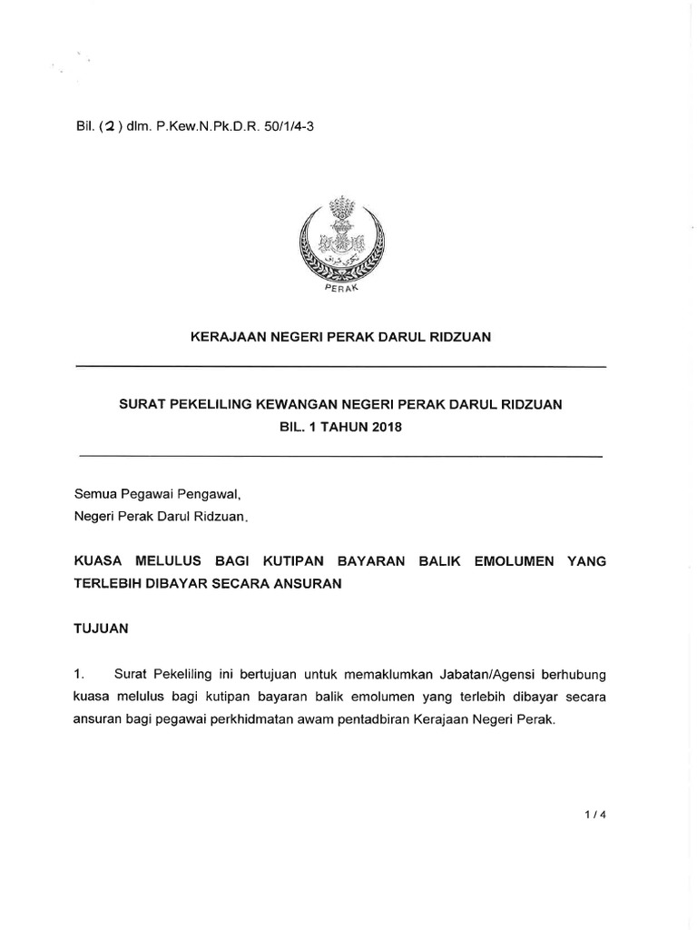 Kuasa Melulus Bagi Kutipan Bayaran Balik Emolumen Yang Terlebih Dibayar ...