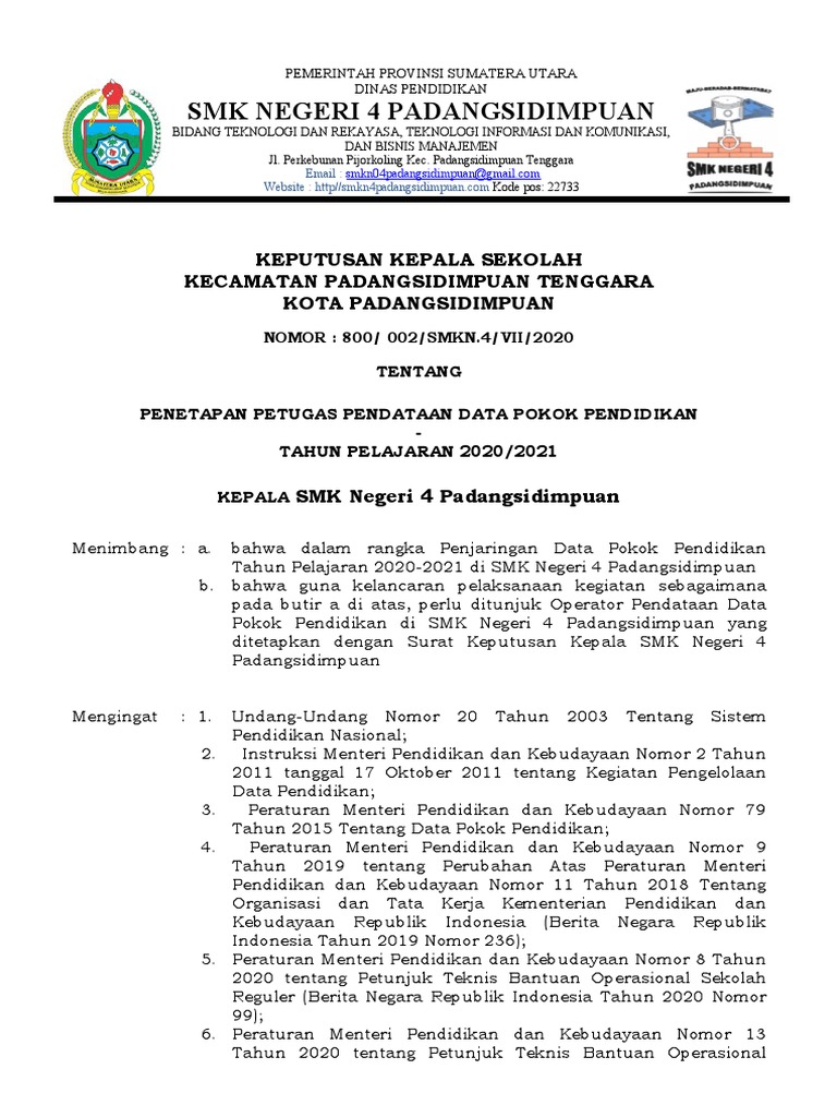 Contoh SK Operator | PDF