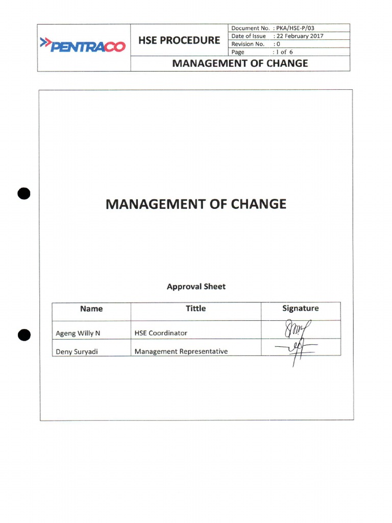 Procedure Management of Change | PDF