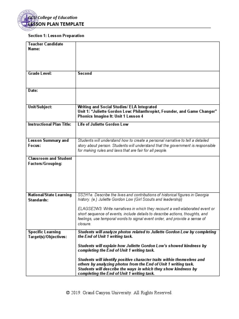 Character Traits of Juliette Gordon Low | PDF | Lesson Plan | Psychology