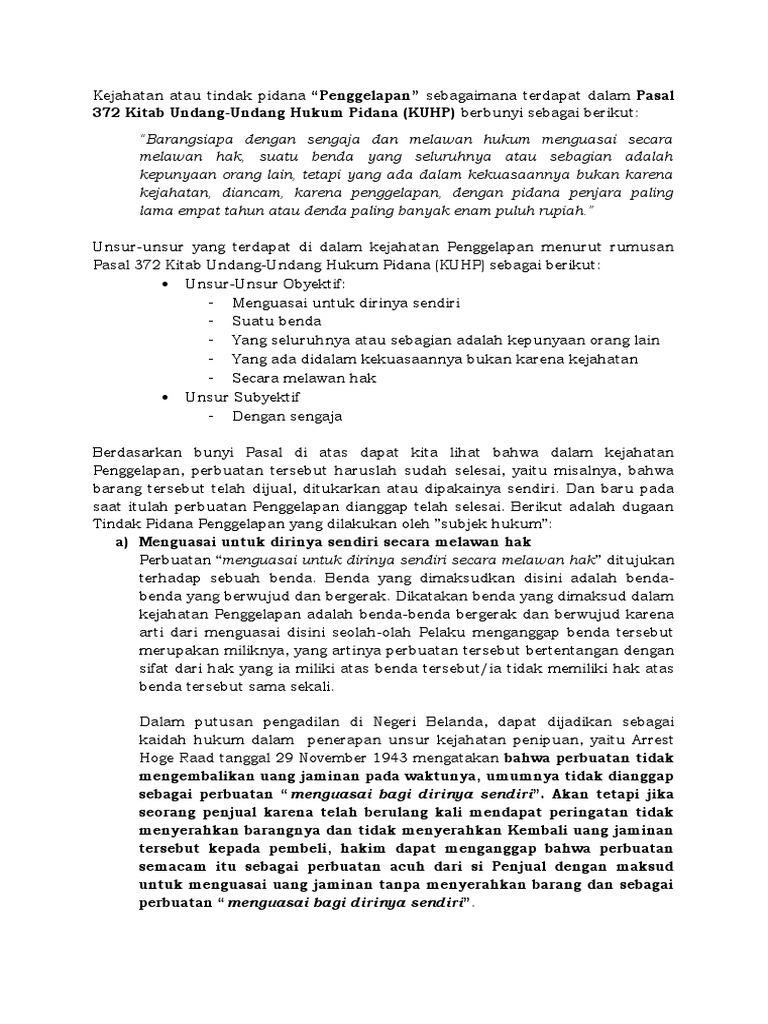 Bedah Pasal Penggelapan | PDF