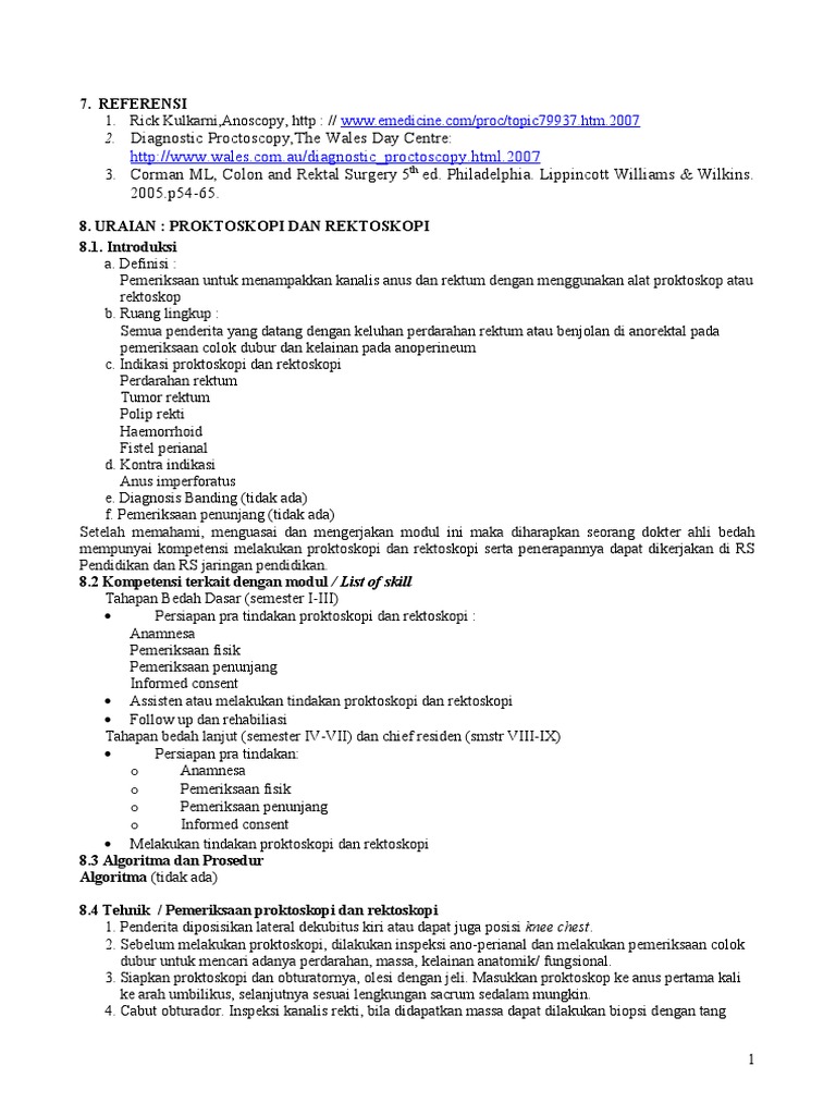 Bedah Digestif Modul 1 - PROKTOSKOPI DAN REKTOSKOPI | PDF