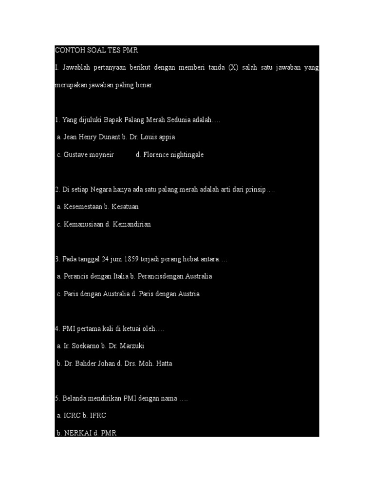 Contoh Soal Tes PMR | PDF